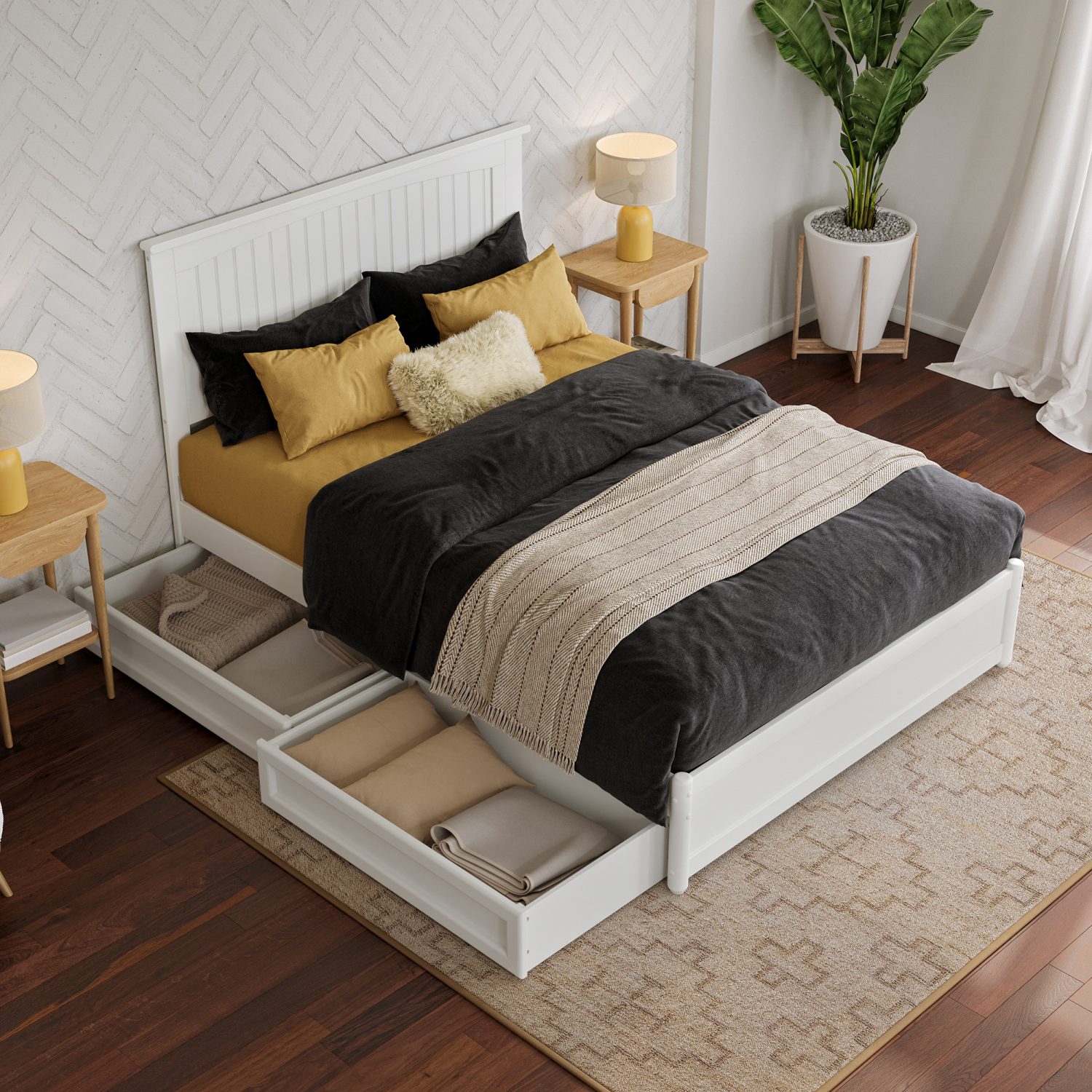 Malta Platform Bed with Footboard & Set of 2 Storage Drawers – AFI ...