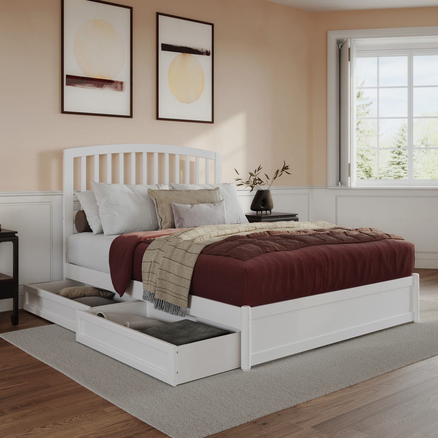 Lucia Platform Bed with Footboard & Set of 2 Storage Drawers – AFI ...