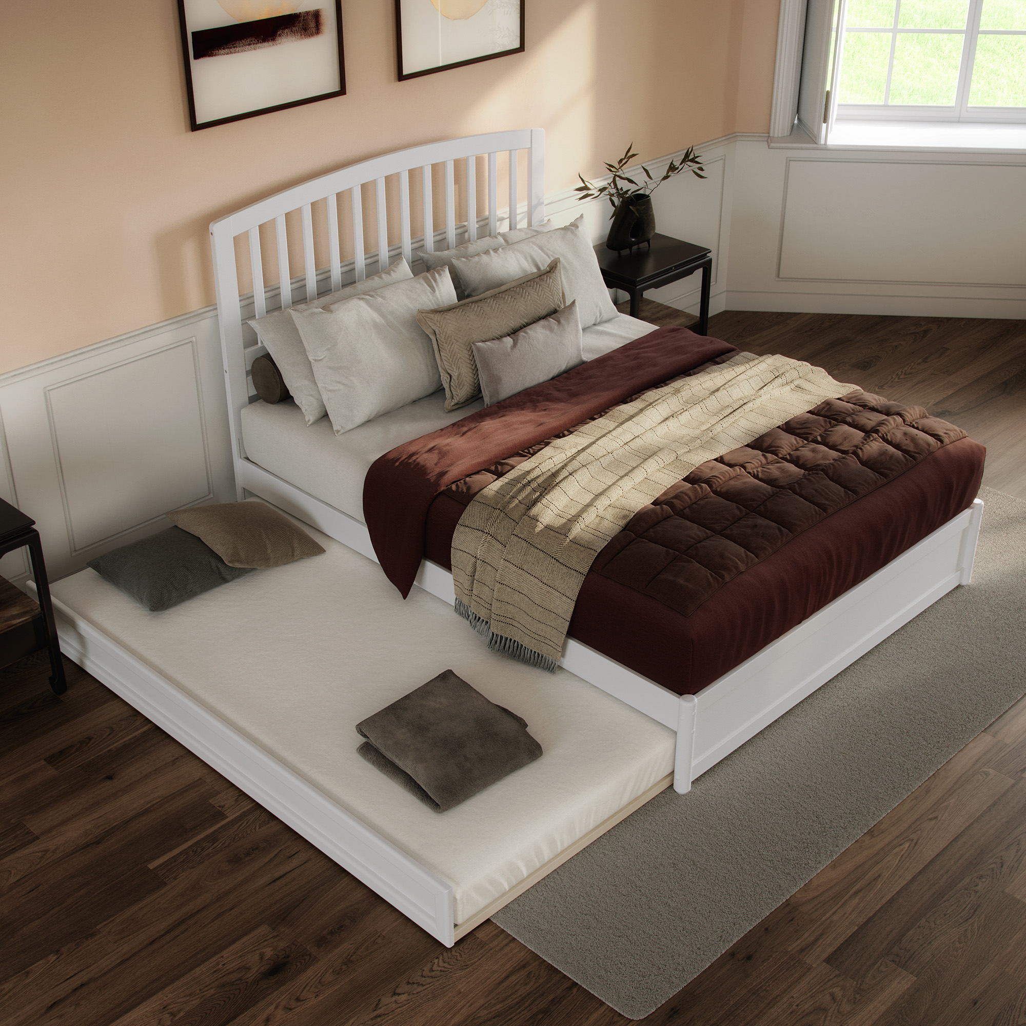 Lucia Platform Bed with Footboard & Trundle – AFI Furnishings