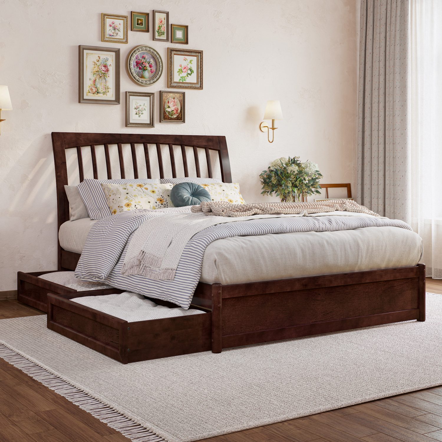 Roslyn Platform Bed with Footboard & Set of 2 Storage Drawers – AFI ...