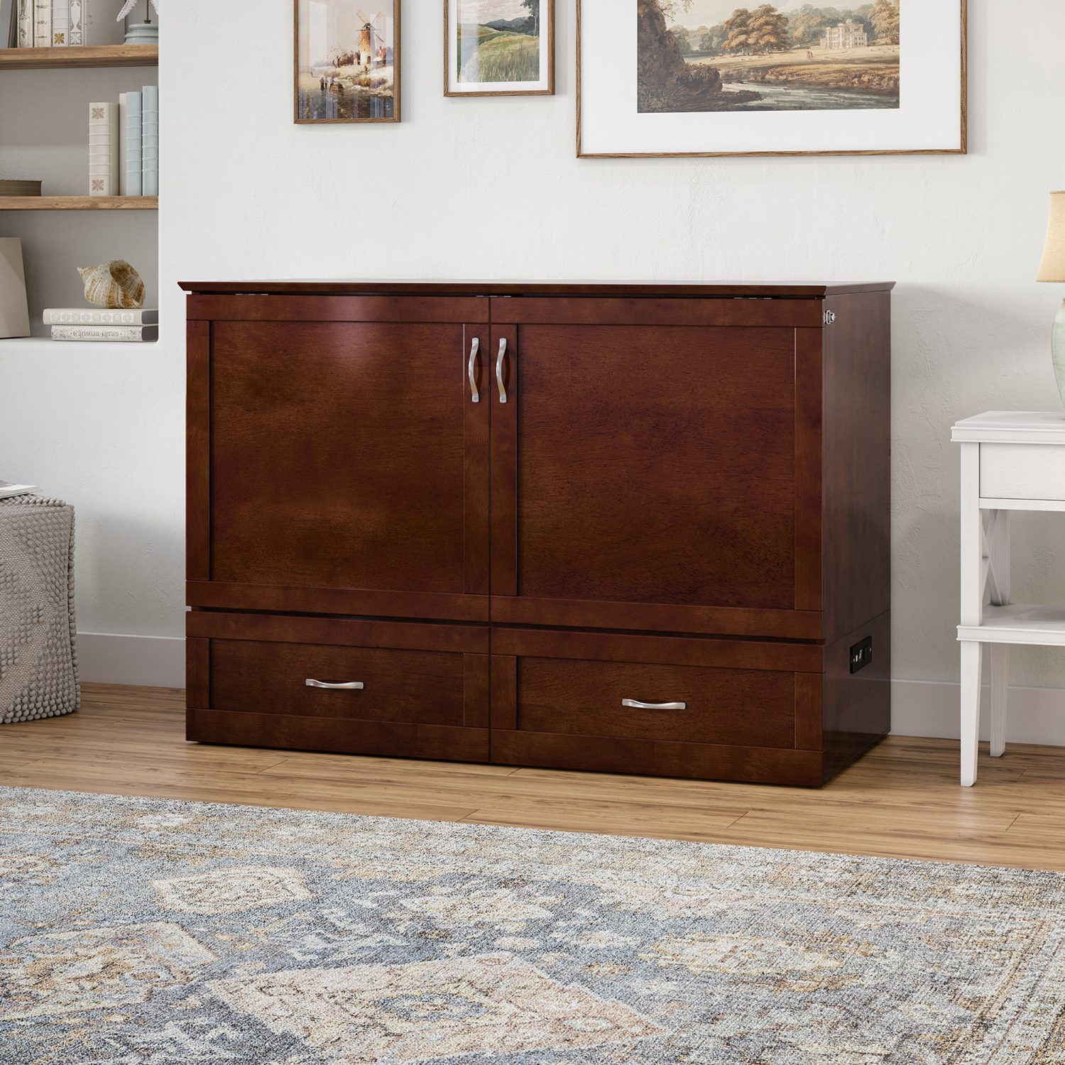 Hamilton Murphy Bed Chest with Mattress, Storage Drawer & Built-In ...