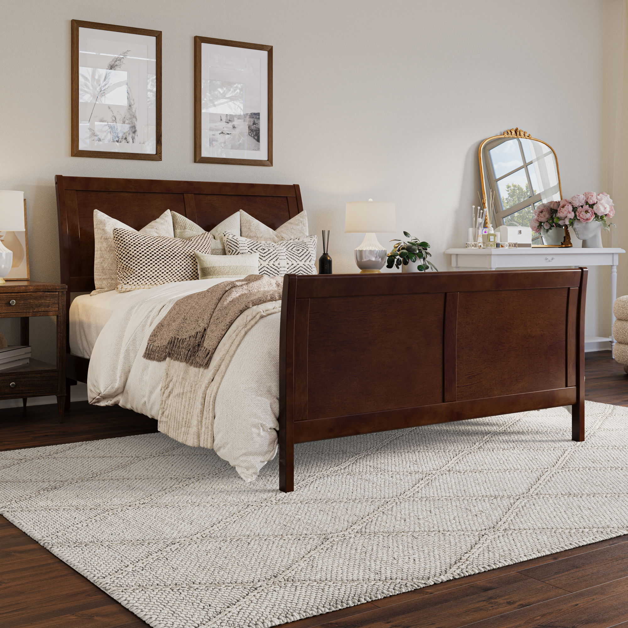 Portland Low Profile Platform Bed with Matching Footboard – AFI Furnishings